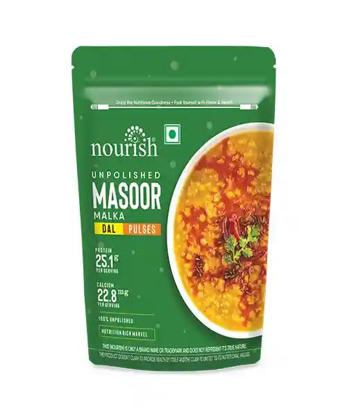 Nourish Unpolished Masoor Malka Dal 500g | Red Masoor Dal |100% ...