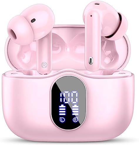 Pink True Wireless Earbuds Bluetooth 5.3 with Microphone for Working ...