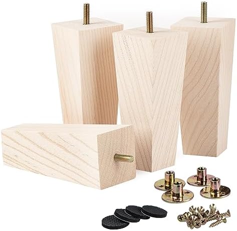 Amazon.com: 8 inch Unfinished Ash Wood Furniture Legs, LAVANE Set of 4 ...