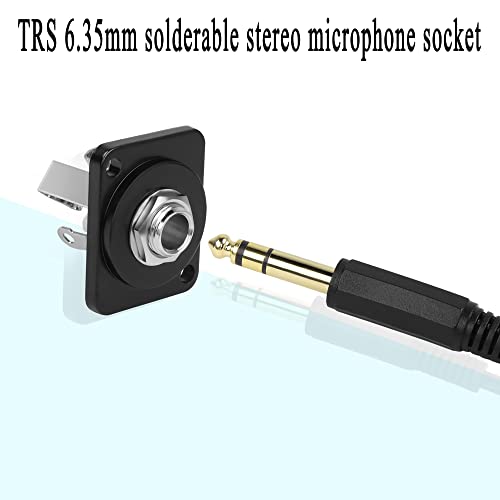 QIANRENON TRS 1/4 Panel Mount Solder Audio Adapter TRS 6.35mm Female to ...