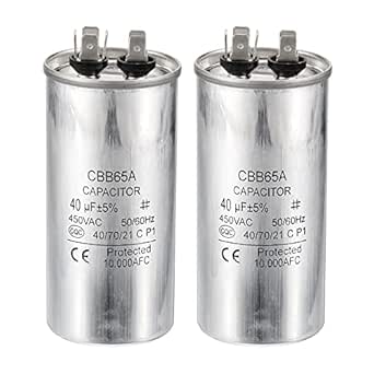 PATIKIL 40uF 40MDF 450V AC Fan Start Capacitor,2Pcs CBB65 Circular Run Capacitor for AC Motor ...