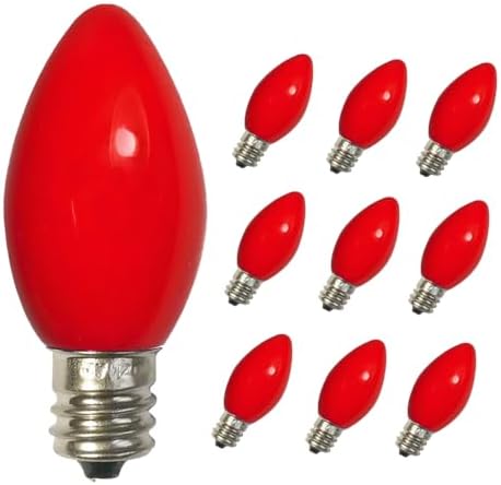 Bokoiuu 25PK C7 Christmas LED Replacement Bulbs,C7 Ceramic Red LED Bulb ...