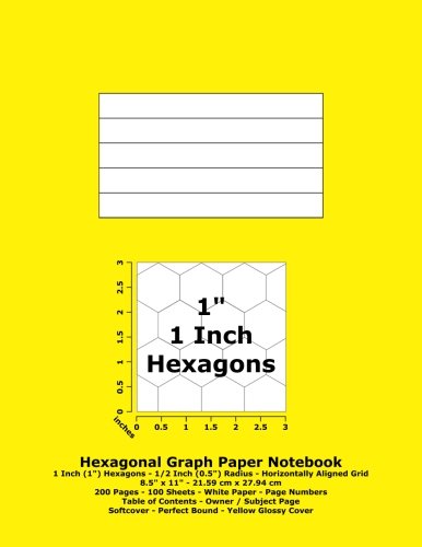 Hexagonal Graph Paper Notebook: 1 Inch (1") Hexagons; Horizontal Grid ...