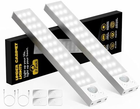 Under Cabinet Lights,2 Pack Dimmable Motion Sensor Light indoor,36LED ...