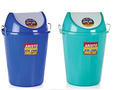 ARISTO Swing Lid Waste Dustbin with Metal Side Handle 60 LTR Green/Blue ...