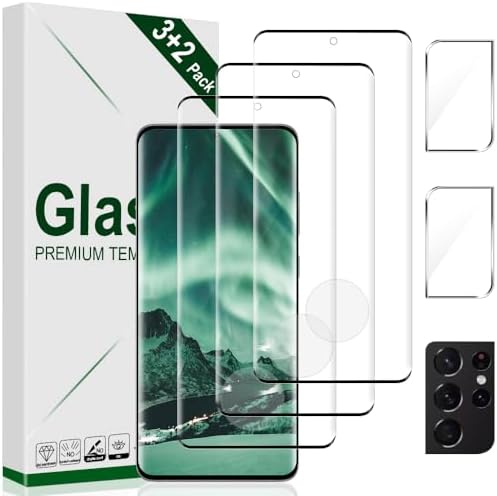 Amazon.com: [3+2 Pack] Galaxy S21 Ultra Screen Protector + Camera Lens ...