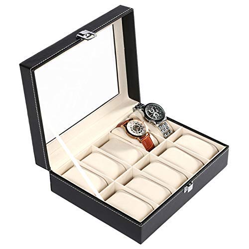 PU Leather 10 Slots Wrist Watch Display Box Storage Holder Organizer ...