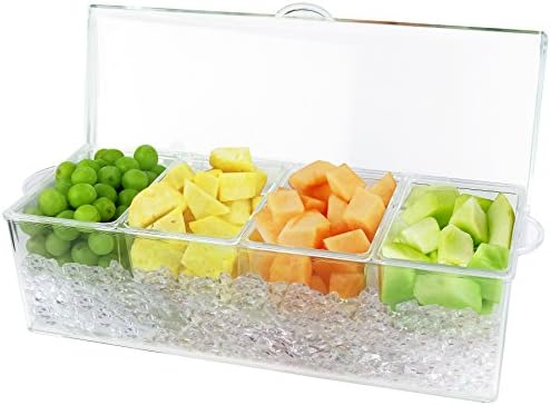 Amazon.com | FEOOWV Plastic Condiment Caddy with Lid, 4 Compartments ...