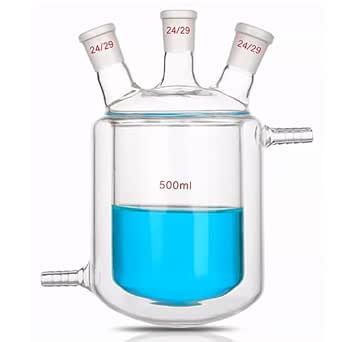 Lab Jacketed Reaction Flask,3-Neck Double Layer Round Bottom Reaction ...