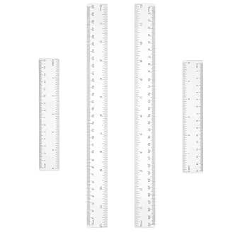 4 Pack Clear Plastic Ruler Straight Edge Ruler Transparent Flexible ...