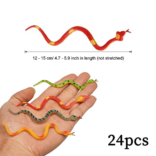 JOCXZI 24 Pcs Rubber Snakes Toy Plastic Snakes Rainforest Snakes ...