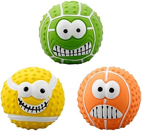 3 Pcs Squeaky Dog Ball, Latex Rubber Dog Squeak Toys, 3.1'' Soft Bouncy ...