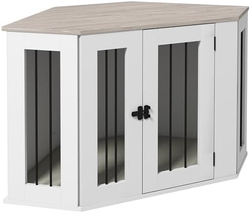 PawHut 41" Dog Crate Furniture, Corner Dog Crate End Table for Medium ...