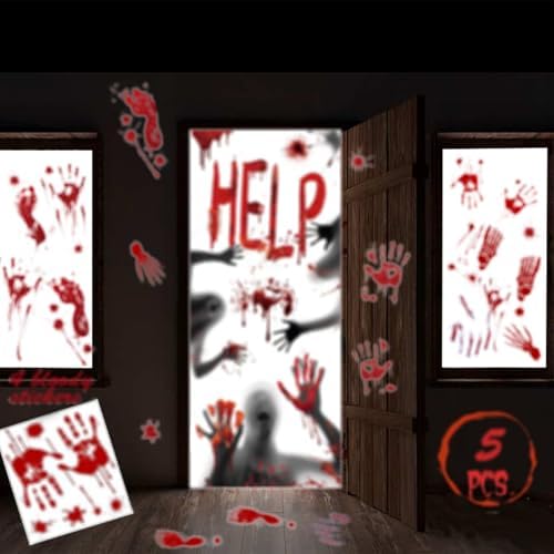 Amazon.com: Angmart 2PCS Halloween Giant Bloody Window Posters Window ...