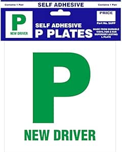 Pack Of 2 P Plate New Driver Green Self Adhesive Pair Just Passed for ...