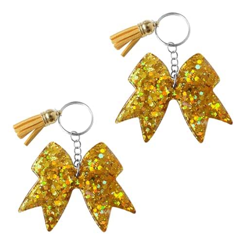 Amazon.com: Glitter Cheer Bow Keychain - Cheer Charm Keychains - Girls ...