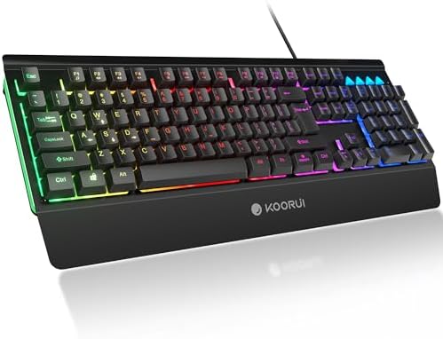 Amazon.com: Lumsburry Rainbow LED Backlit 87 Keys Gaming Keyboard ...
