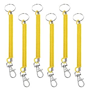 Mini Skater 6Pcs Spiral Retractable Spring Coil Keychain Theftproof ...