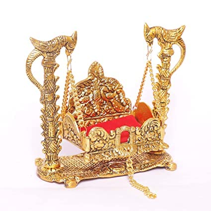 Pranchi Metals Brass Table Jhula for Krishna Ji | Beautiful Golden ...