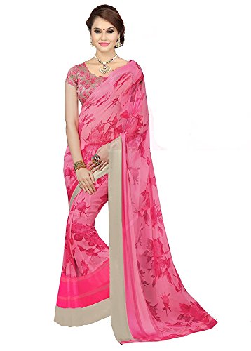 Buy Madisar Mami Women's Georgette Saree (Nil, Pink) at Amazon.in