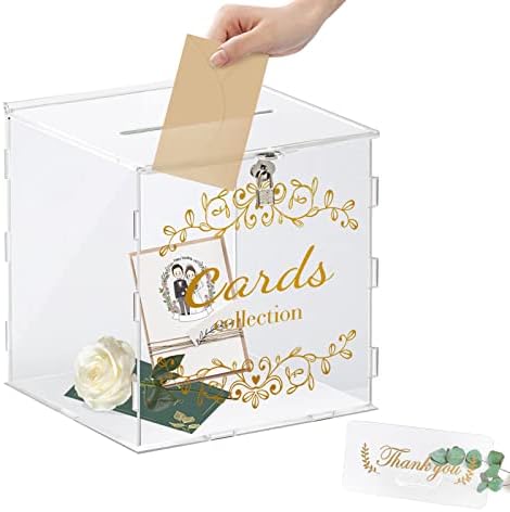 Amazon.com: FOVERN1 Acrylic Wedding Card Box with Lock, Clear Wedding ...
