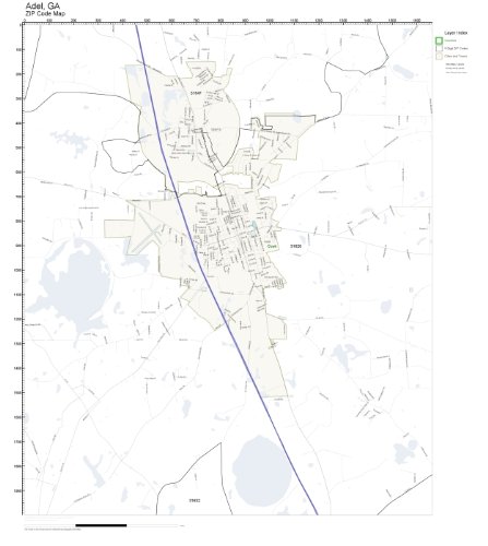 Amazon.com : ZIP Code Wall Map of Adel, GA ZIP Code Map Laminated ...