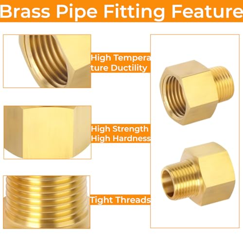 Snapklik.com : 10 Pcs Brass Pipe Fitting Adapter, 1/2" To 1/2" Reducer ...