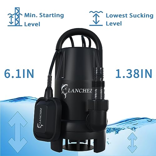Snapklik.com : Lanchez 1 HP Submersible Sump Pump 4462GPH Clean & Dirty ...