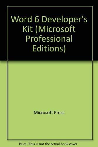 Word Developer's Kit (Microsoft Professional Editions): Microsoft ...