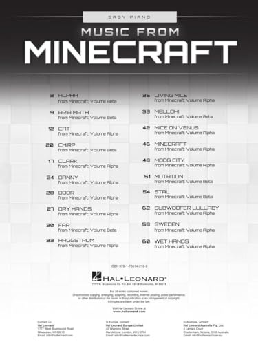 Snapklik.com : Music From Minecraft: Easy Piano Songbook