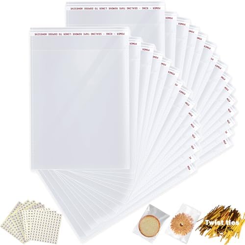 Amazon.com: 8" x 10" Resealable Cellophane Bags 1000 pcs Self Sealing ...