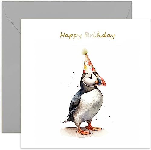 Artery8 Puffin Portrait Bird Lover Geometric Maximalist Custom Greeting ...