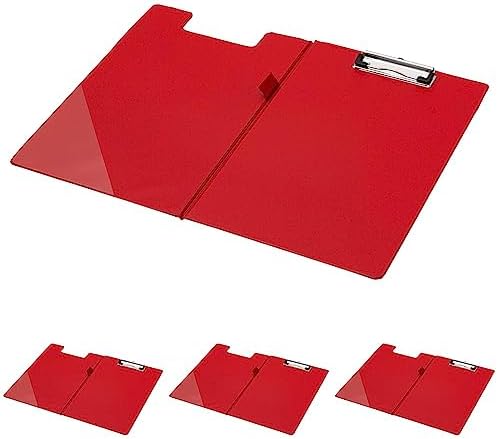 Q-Connect Foolscap/A4 PVC Fold Over Clipboard - Red (Pack of 4 ...