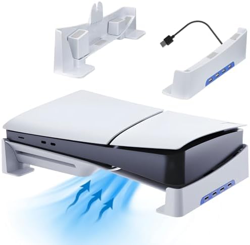 Racrank PS5 Pro Horizontal Stand with USB Hubs, Anti-Slip Dual Mode ...