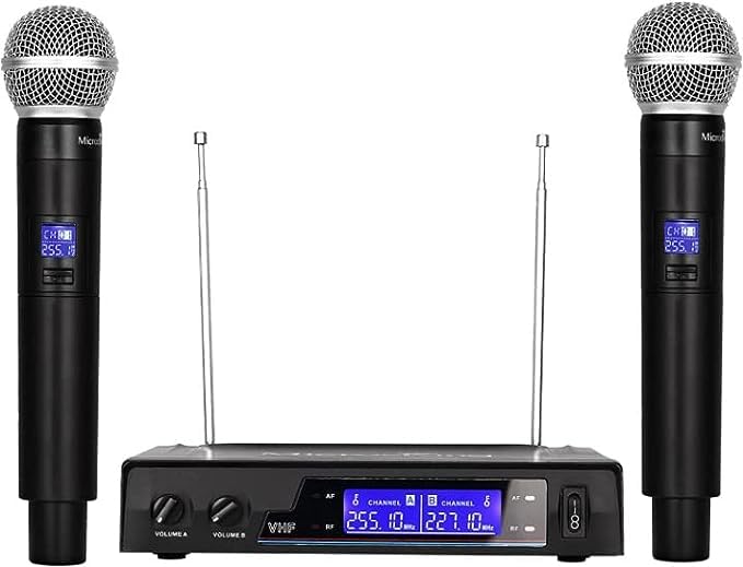 Duel VHF Wireless Microphone System Dynamic Handheld Microphones,100 Ft ...