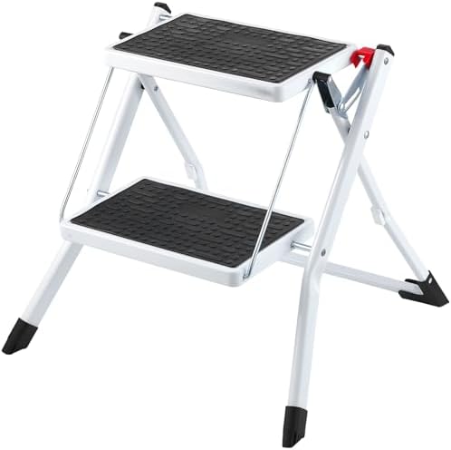 Amazon.com: YANZIE Step Ladder 2 Step Folding Stool with Wide Anti-Slip ...