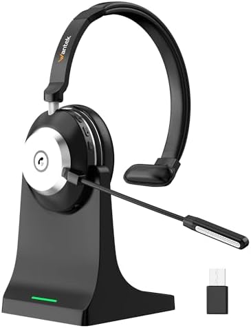 Amazon.com: Rownfusny Bluetooth Wireless Headset with Mic for Work ...