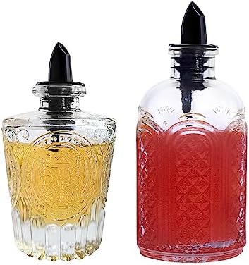 Amazon.com: Kitchen Queen Syrup Bottles Set of 2 - Glass Dispensers ...