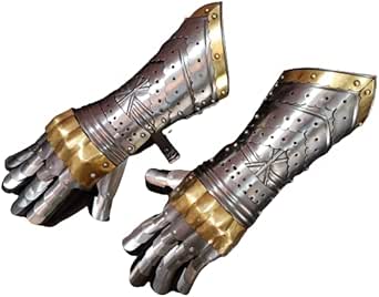Amazon.com: AnNafi® Armor Gauntlets Steel Gloves w Brass Accents Armor ...