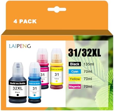 Amazon.com: LAIPENG 31 32XL 32 XL Ink Refill Bottles Compatible for HP ...