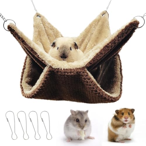 Yanmucy Double-Layer Fleece Guinea Pig & Rat Hammock House - Warm Soft ...