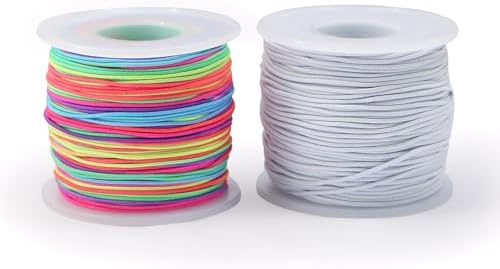 Amazon.com: 2 Rolls Bracelet String Elastic Cord, 1MM Stretchy Rainbow ...