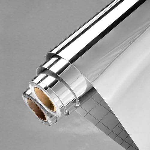 Wallercity Silver Mirror Vinyl Wrap Sticker Flexible Mirror Decal Self ...