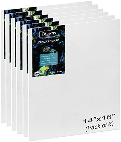 Eduway Medium Grain 14x18 inch Cotton Canvas Board- Pack of 6, (35x45 ...
