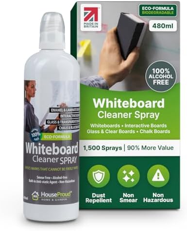 HouseProud Whiteboard Cleaner Spray 480ml - Professional Quality Black ...