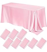 Amazon.com: Lounsweer 8 Packs Satin Tablecloth 102 x 58 Inches ...
