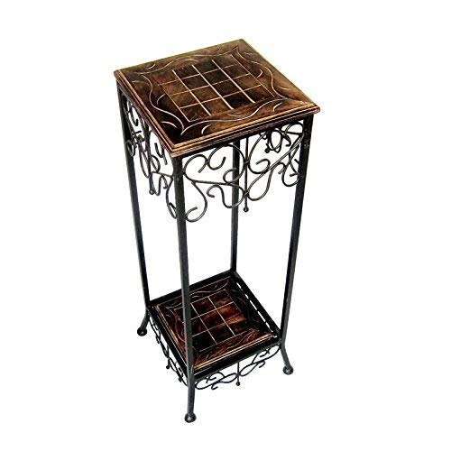 Crafts A to Z Wrought Iron & Wooden End Table/Vase Stand/Showpiece ...