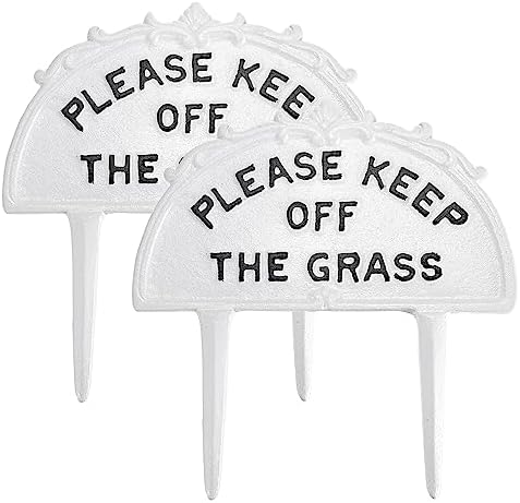 SUMTree Grass Warning Sign 2 PCs - Keep Off Garden, Retro Style ...