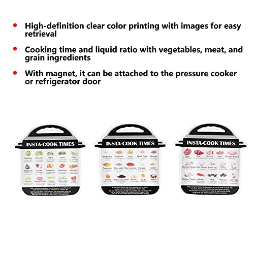 3 Pcs Magnetic Cheat Sheet, Pressure Cooker Cooking Time Sheet Kitchen ...