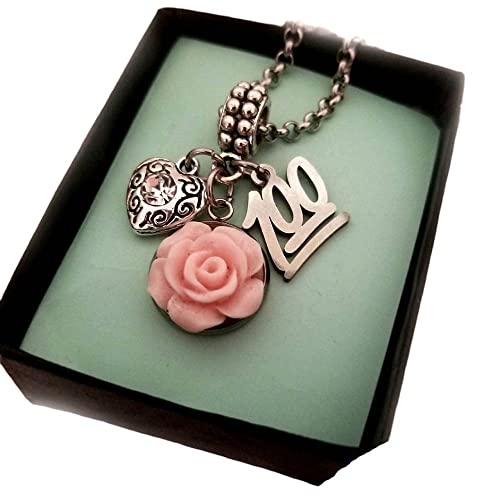 Amazon.com: Happy 100th 100 Birthday Gift Charm with Bracelet Necklace ...